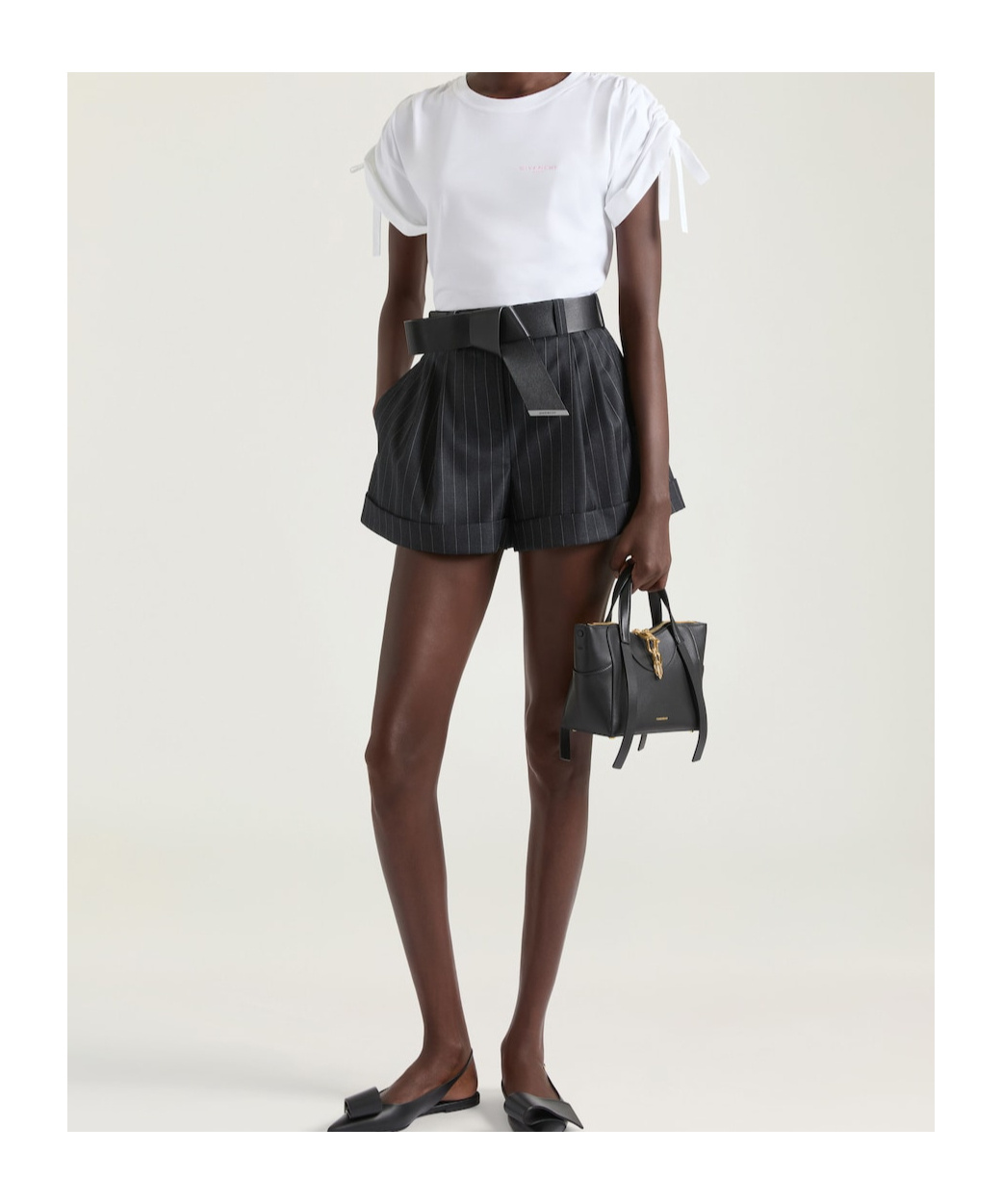 GIVENCHY Givenchy Double Pleat Striped Wool Shorts
